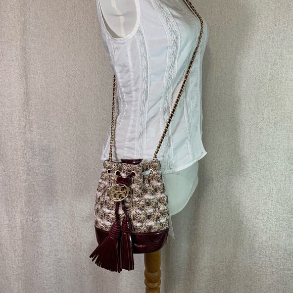 Tory Burch | Bags | Tory Burch Multi Colored Tweed Fleming Mini Bucket ...